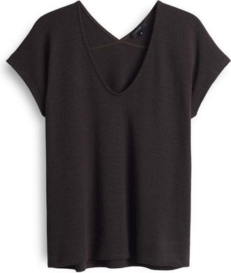 OPUS Kurzarmshirt Shirt SIRUKUS Boxy Fit in Feinstrick Optik