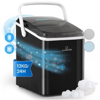 Klarstein Klarstein Machine a Glacons pour la Maison, Capacit&eacute; de 2L, Fabrique Rapidement Jusqu&agrave; 12kg de Glacons, Machine a Glaces Petits et Grands Gla&ccedil;ons en