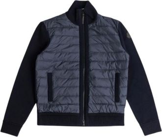 Moncler Homme, Vestes, Bleu, Taille: 2XL Padded Zip-Up Wool Cardigan
