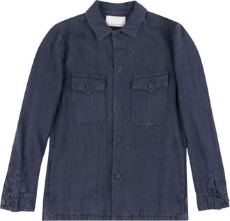 Original Vintage Homme, Chemises, Bleu, Taille: XL Linen Overshirt