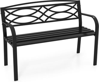 Costway Banc de Jardin 116 CM M&eacute;tallique pour 2 Personnes avec Accoudoirs Courb&eacute;s et Dossier, Charge 300 kg pour Bord de Piscine, Porch