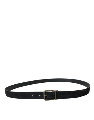 Dolce & Gabbana Mens Black Goat Leather Antique Metal Buckle Belt