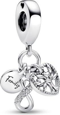 Pandora Pandora Moments Charm pendant Infini, Disque et Coeur en argent sterling avec zircones cubiques transparentes