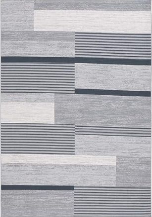 Safavieh Modern Teppich für Wohnzimmer, Esszimmer, Schlafzimmer - Odyssey Collection, Kurzer Flor, Grau und Schwarz, 91 X 152 cm