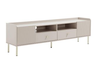 Vente-Unique TV-M&ouml;bel mit 2 T&uuml;ren, 2 Schubladen und 2 F&auml;chern - Beige & Gold - LUNAOR