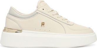 Tommy Hilfiger Sneakers Tommy Hilfiger Shiny Leather Platform Sneaker FW0FW09364 Écru