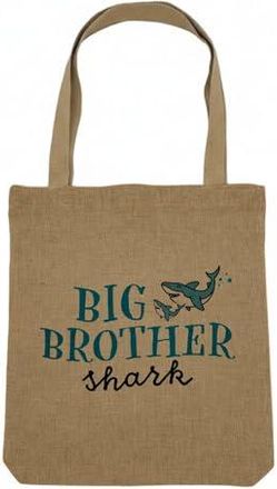 Fabulous Sac Shopping Tote Bag Aspect Lin - Big Brother Shark Family Sea Fish - Sac de Courses Toile Epaisse 360g Beige Naturel Cabas Port&eacute; Epaule Solide Impri