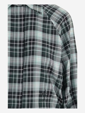 Patou Cotton Check with Tied Cuffs Blouse - Gray