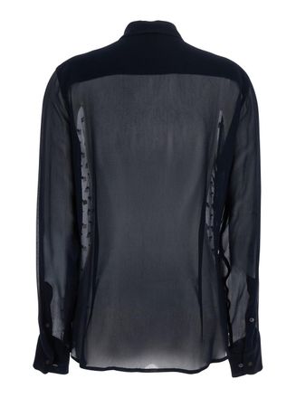 Dries Van Noten Womens Blue Shirt With Crystal Application Viscose Blouses