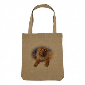 Fabulous Sac Shopping Tote Bag Aspect Lin - Cool Dog Chien Paradis Humour Ringard Collage Vintage Illustration Art Meme - Sac de Courses Toile Epaisse 360g Bei