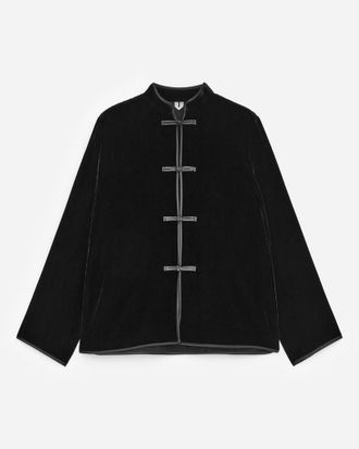 Arket Samt-Overshirt Aus Viskose Und Seide -Schwarz