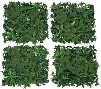 Mendler Panneau mural HWC-O95 plantes artificielles int&eacute;rieur/ext&eacute;rieur, 4 pi&egrave;ces de 50x50 cm - 1 m2- Foug&egrave;re/Lierre