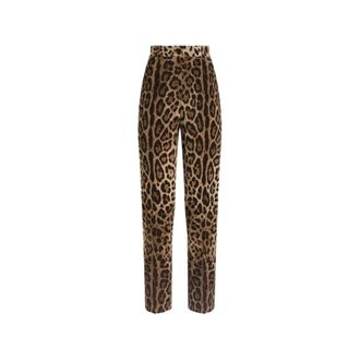 Dolce & Gabbana Leopardenmuster-Hose mit Nadelstreifen - - Trousers - Damen - Braun - S