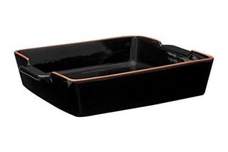 Premier Housewares Calisto Auflaufform, Steingut, emailliert, schwarz, 1.95 Liter, Glasierte Terrakotta, 25x28x7