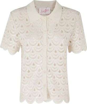 MC2 Saint Barth Femme, Blouses et Chemises, Beige, Taille: 40 FR Monet Crochet Polo