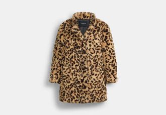 Coach Kunstpelzmantel Aus Recyceltem Polyester Mit Leopardenmuster