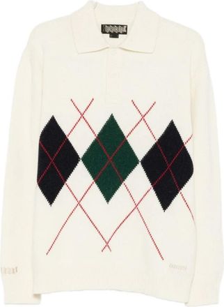 Baracuta Homme, Pulls, Blanc, Taille: L Argyle Polo Neck