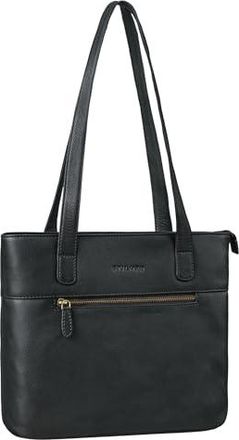 STILORD Madison Sac &agrave; Main Cabas Femme Cuir Vintage Sac Bandouli&egrave;re Sac Ordinateur 13,3 Pouces MacBook Sac Cuir Femme Sac Travail Shopping Chic, Couleur:noir
