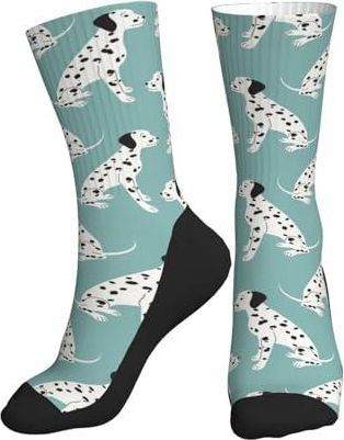 Generic Chaussettes fantaisie amusantes pour femme et homme, motif chien dalmatien mignon, chaussettes de sport, chaussettes décontractées, Chien dalmatien mi