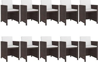 vidaXL Vidaxl - Salon de jardin 11 pcs avec coussins R&eacute;sine tress&eacute;e Marron