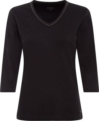 Olsen Damen T-Shirt mit V-Ausschnitt und Dekosteinen