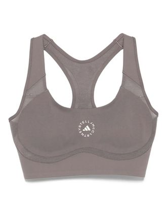 adidas by Stella McCartney logo-print racer-back bra - Gris