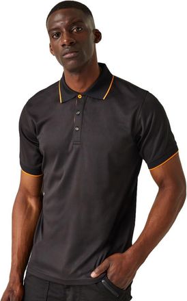 Regatta Herren Professionelles Poloshirt, kurz&auml;rmelig Polohemd, schwarz/orange, 3XL