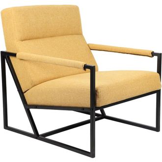 SVITA Chris Loungestuhl Cocktailsessel Polsterstuhl mit Armlehne Senfgelb - Svita