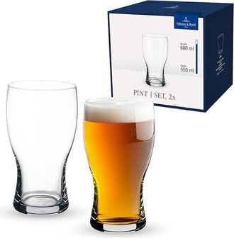 Villeroy & Boch Purismo Beer Pint, 2er-Set, 650 ml, Kristallglas, Klar