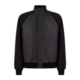 Gucci Bomberjacke aus genarbtem Leder mit Webstreifen - - Jackets - Herren - Schwarzk - L