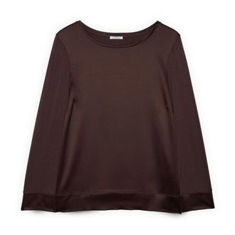 Fiorella Rubino T-shirt bimati&egrave;re en satin et jersey - Femme - Blouses et Chemises - Brun - Taille: 44 FR