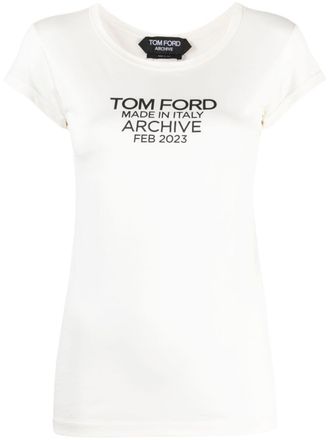 Tom Ford t-shirt en soie à logo imprimé - Blanc