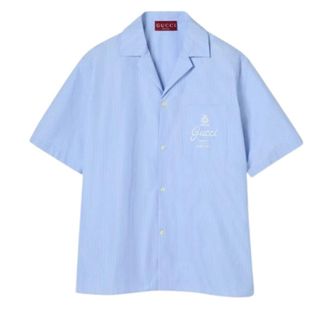 Gucci Printed Silk Shirt - - Shirts - Herren - Blau - M