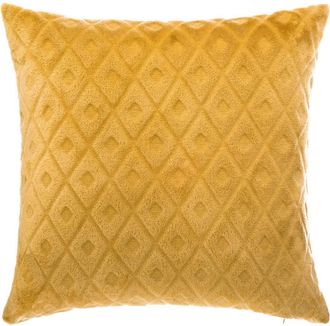 Atmosphera Atmosphera - Rauten-Kissen - Flanell - ockergelb - 40x40cm - Ocker