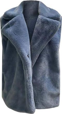 Generic Vestes pour femmes, faux col ouvert sur le devant, veste &eacute;l&eacute;gante courte sans manches, manteau d&eacute;contract&eacute;, chaud, doubl&eacute; en polaire, haut tendance, 2