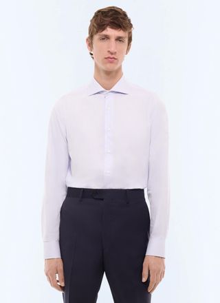 Fursac Chemise en coton &agrave; micro dessin - Taille 38 - Homme