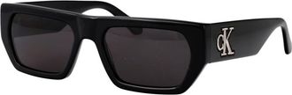 Calvin Klein Jeans unisex, Accessoires, Noir, Taille: 55 MM Lunettes de soleil rectangulaires
