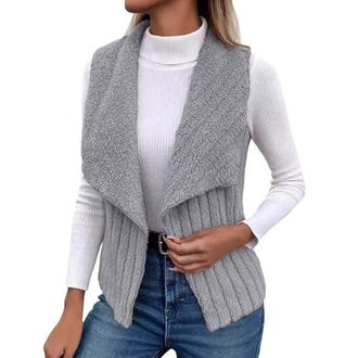 Generic Gilet Sans Manche Femme Gilet Femme D&eacute;contract&eacute; Quotidien Ville Manteau Automne-Hiver 2024 - Uni Avec Boutons Et Poches, Coupe Longue Inspir&eacute;e