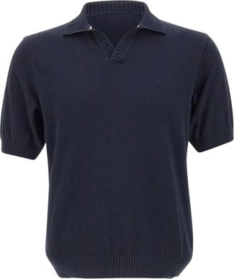 Paul & Shark Homme, Tops, Bleu, Taille: XL Manches Courtes Col en V avec D&eacute;tails C&ocirc;tel&eacute;s