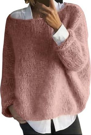 Generic Pull en tricot fin pour femme, haut décontracté en tricot à épaules dénudées, pull tendance, coupe décontractée, léger et confortable, pull thermique 