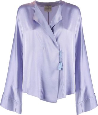 Forte_Forte Femme, Blouses et Chemises, Violet, Taille: 38 FR Camicia Incrociata Raso Seta Stretch Shiny