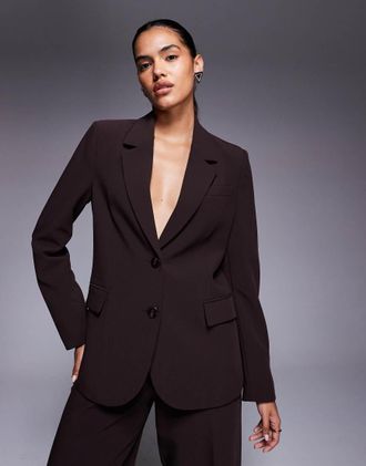 Forever New Anzugblazer in Schokobraun mit lockerer Passform, Kombiteil-Brown