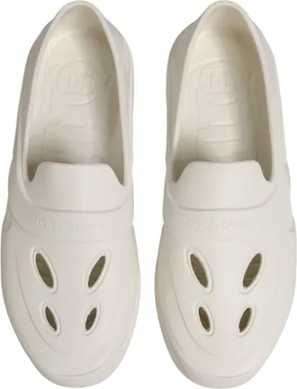 Dolce & Gabbana Mens White Rubber Slides Low Top Sneakers Shoes Tb+tu
