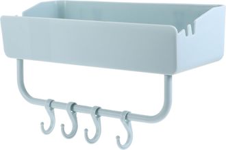 NUOBESTY Bohrfreies Duschablage Wandregal mit Haken Kunststoff Bad und K&uuml;chen Organizer f&uuml;r Glatte Fliesen und Glasfl&auml;chen