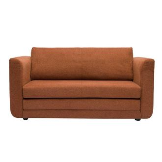 Miliboo Miliboo - Canap&eacute; convertible 2 places en tissu effet velours textur&eacute; terre br&ucirc;l&eacute;e leon