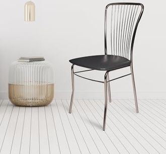 Dmora Moderner Stuhl aus Kunstleder, für Esszimmer, Küche oder Wohnzimmer, cm 45x45h93, Farbe Anthrazit