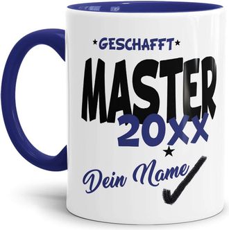 Tassendruck Master-Tasse Geschafft Master 20XX - Selbst gestalten mit Jahr und Name zum bestandenen Master/Abschluss/Lernen/Prüfung/personalisierte Geschenk-Idee/