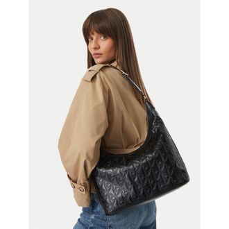 Calvin Klein Handtasche Calvin Klein Emblem Aop Debossed Medium Shbag LV04F3875G Schwarz