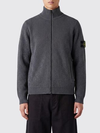 Stone Island Cardigan zipp&eacute; en m&eacute;lange de coton &agrave; col roul&eacute;
