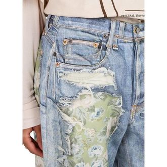 Acne Studios Jean effet imprim&eacute; fleurs en coton